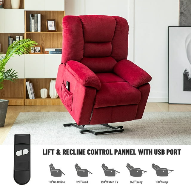 Electric Power Lift Recliner, Heavy Duty 300lbs Classic Velvet Sofa Ch ...