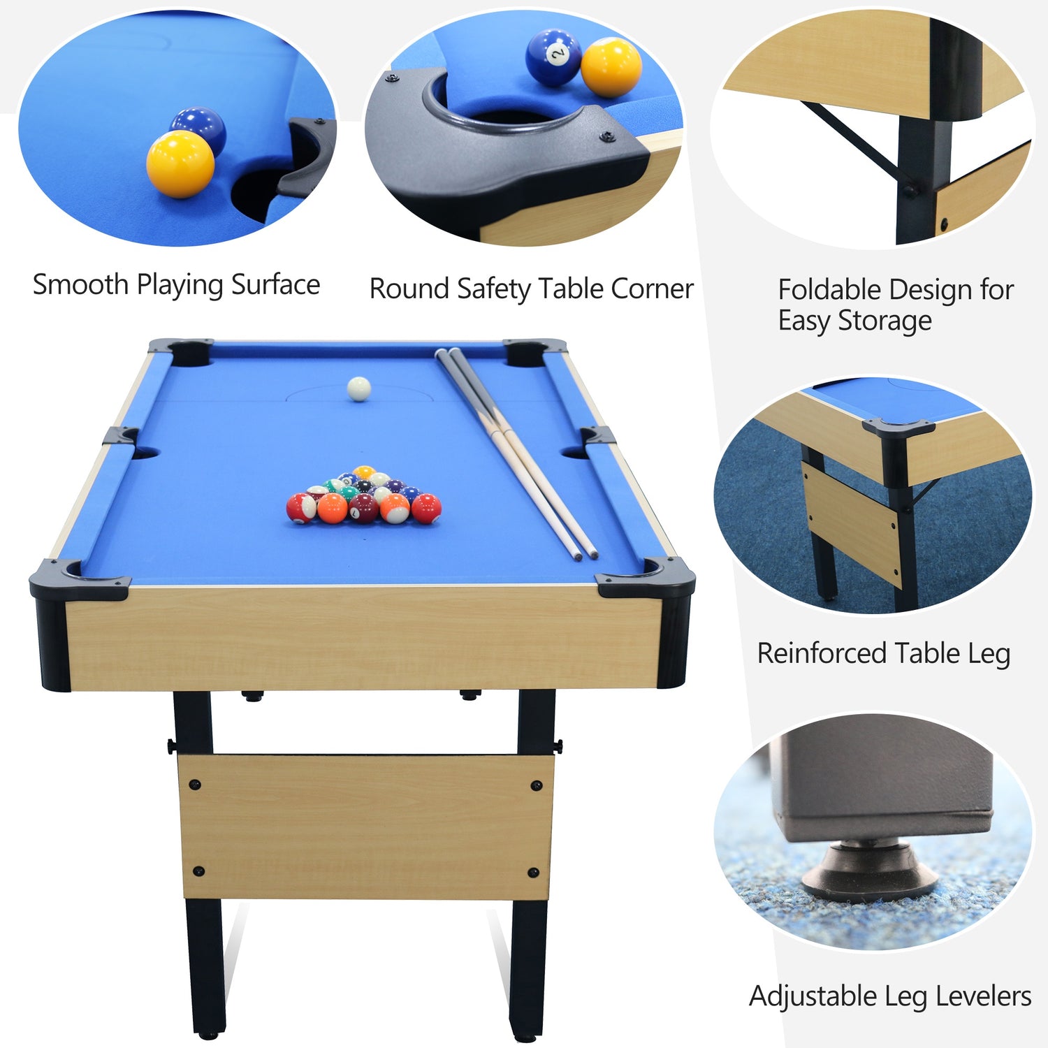 SEGMART 6 Ft Folding Pool Table, Multifunctional Billiard Table, Dinin