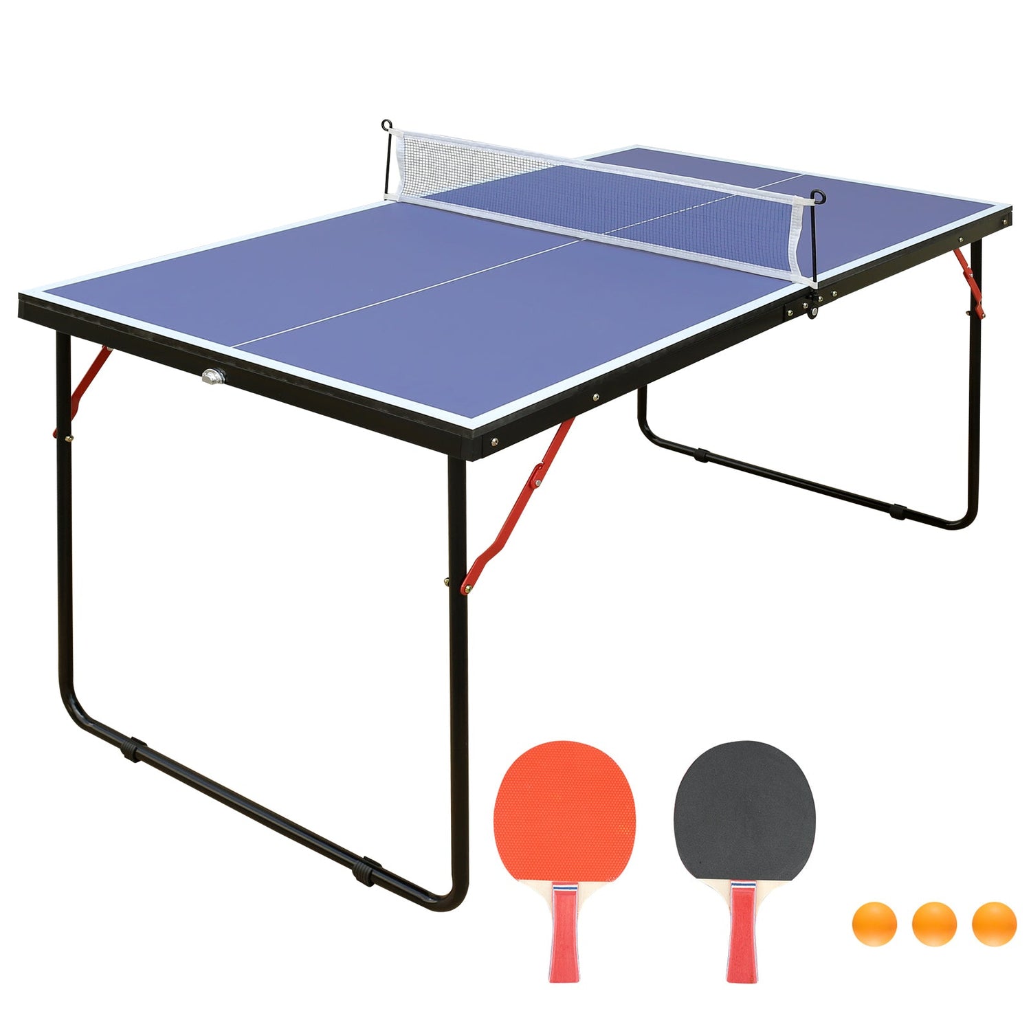 Mid-Size Table Tennis Table Game Set, Indoor/Outdoor Portable Ping Pon ...