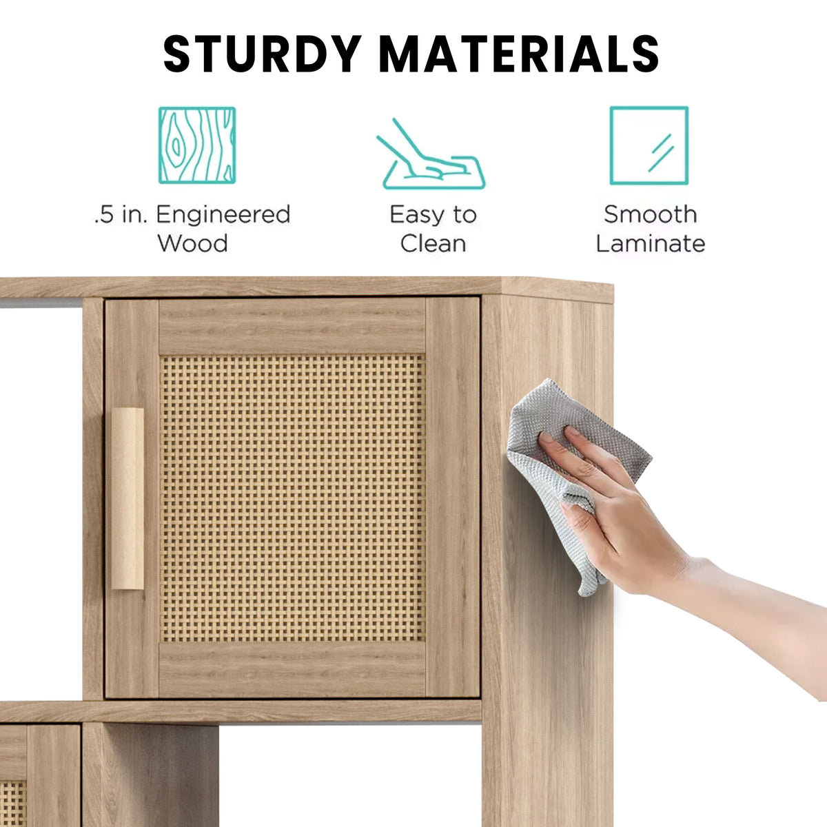 9-Cube Storage Organizer Shelf, 9 Cube Cubby With 4 Open Cubes and 5 C ...