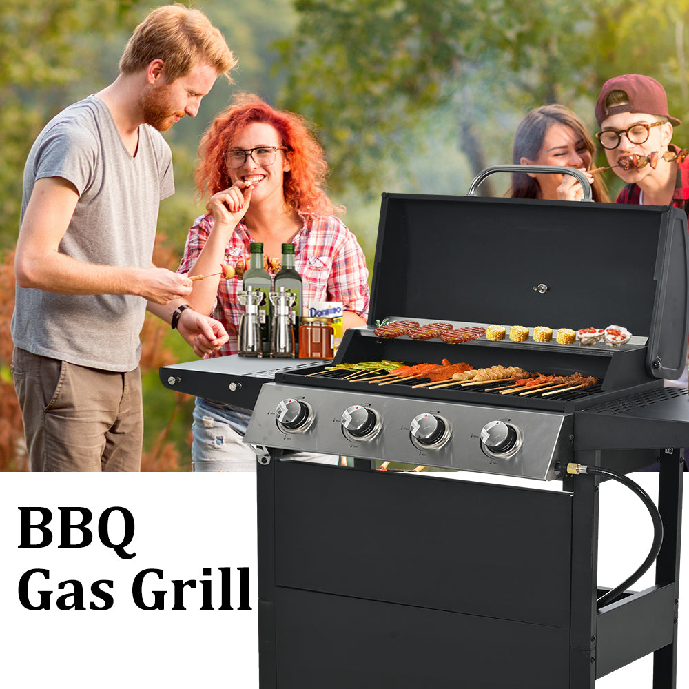 SEGMART 4 Burner BBQ Propane Gas Grill, Stainless Steel 34,200 BTU Pat