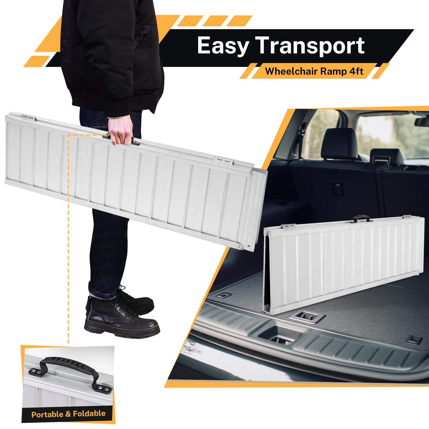 Segmart 4FT Wheelchair Ramp for Steps, Portable Non-Skid Aluminum Mobi ...