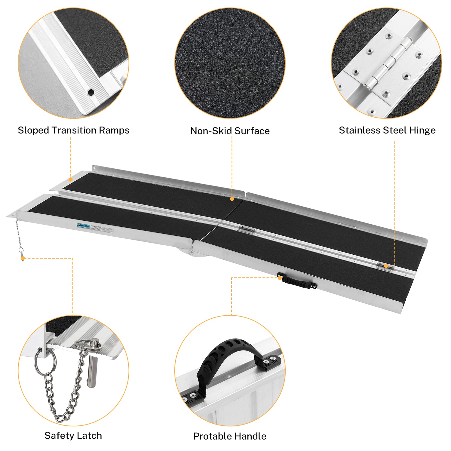 Segmart 6FT Wheelchair Ramp for Steps, Portable Non-Skid Aluminum Mobi ...