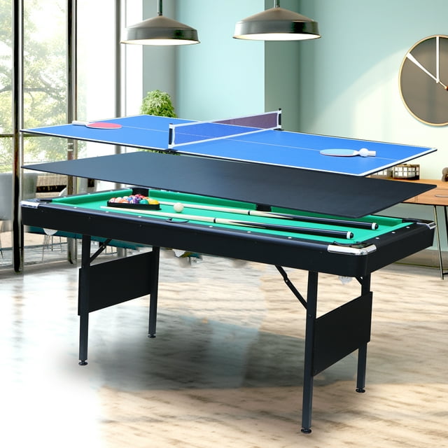 SEGMART 5.5 Ft 3 In 1 Folding Pool Table, Tennis Multigame Table, Mult