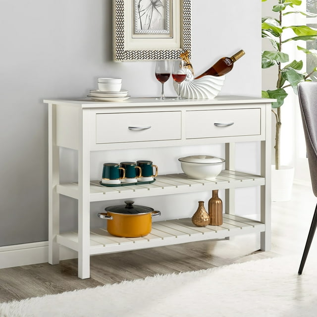 Buffet Cabinet Sideboard Table, 45'' Console Table with Drawers, Wood ...