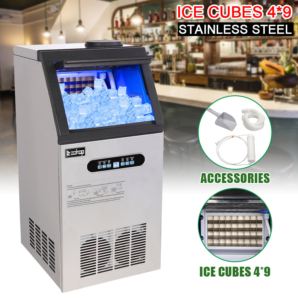 Commercial Ice Maker Machine, Portable Freestanding Built-In Stainless ...