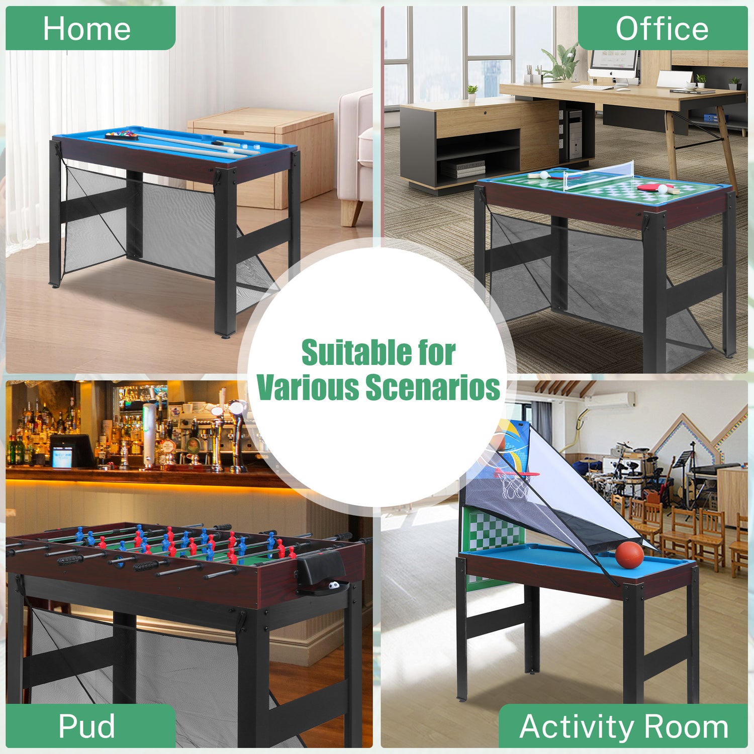 Segmart 16-in-1 Multi Combo Game Tables, Kids Compact Combination Game ...