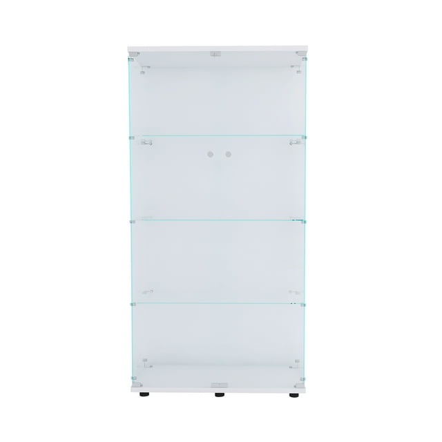 Glass Cabinet with 2 Clear Door, Curio Display Cabinet with 4 Shelves ...