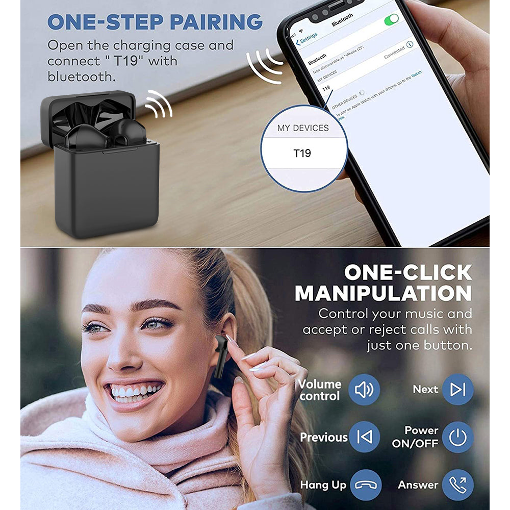 SEGMART Bluetooth 5.1 True Wireless Earbuds with 500mAh Charging Case,