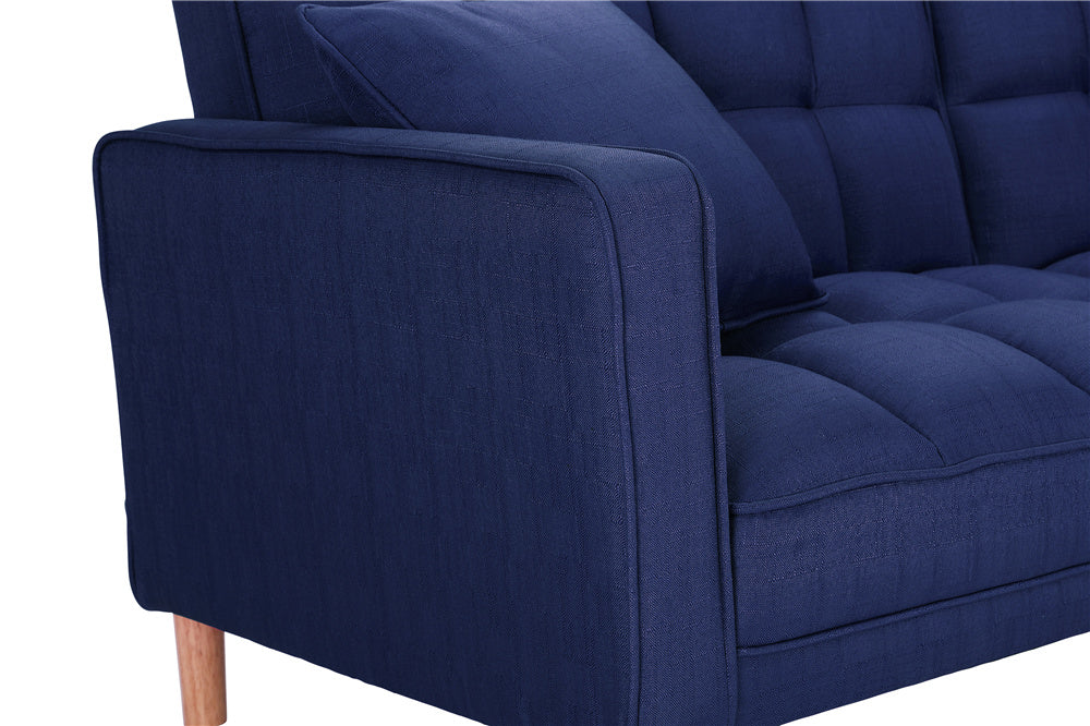 Futon Couch Bed, Fabric Futon Sofa Couch with Armrest, Modern Navy Blu ...
