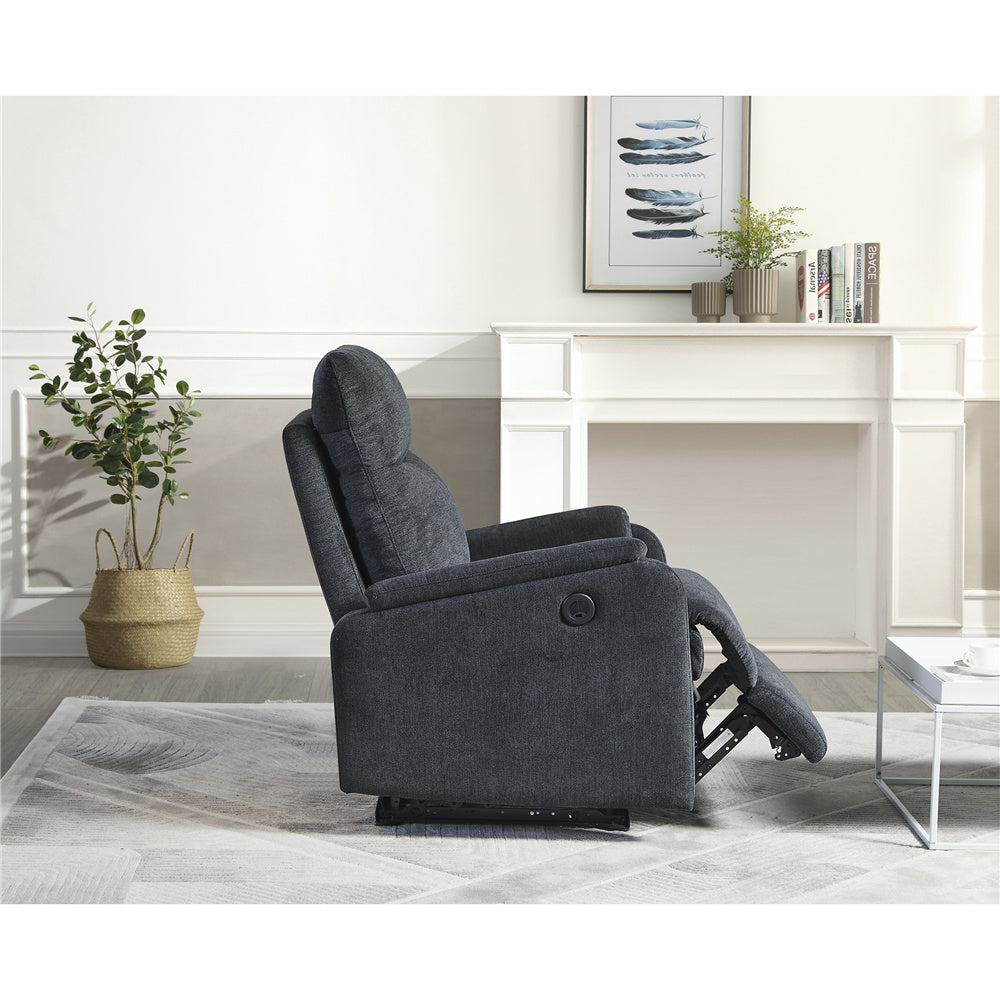 Fabric Recliner for Elderly, Dark Gray Recliner Chair with USB Chargin ...