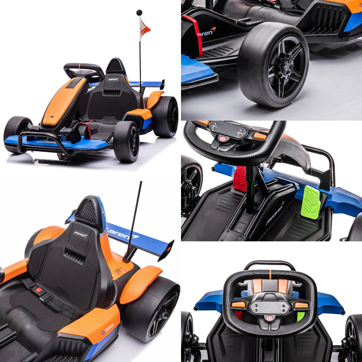 Segmart® Mclaren Electric Go Kart, 24V Outdoor Driftable Kids Race Car ...