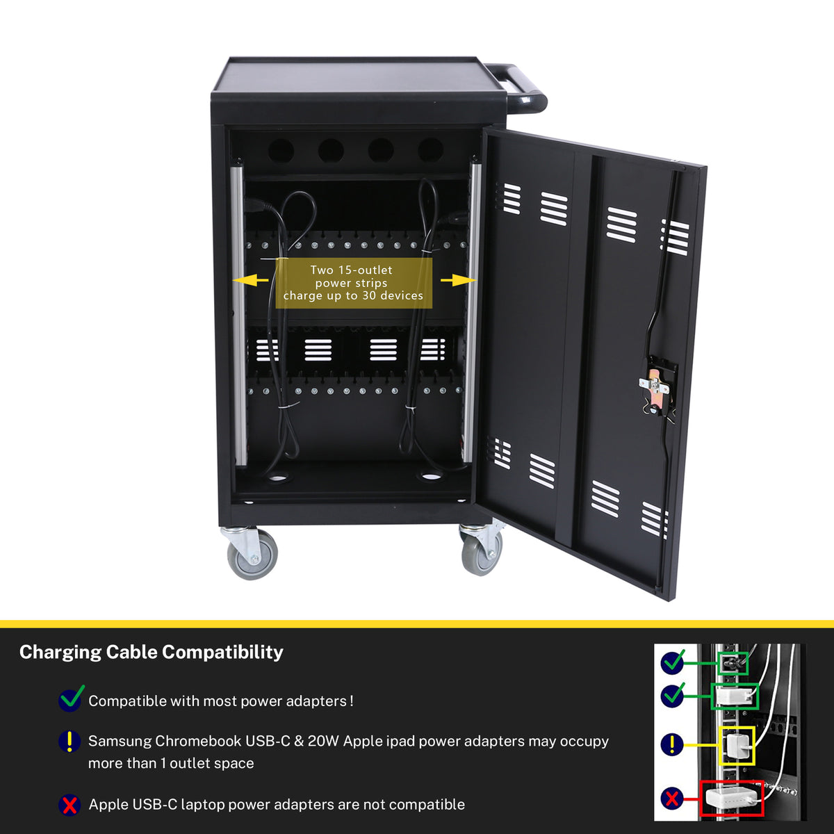 Segmart 32 Device Laptop Mobile Charging Cart for iPads, Tablets Lapto ...