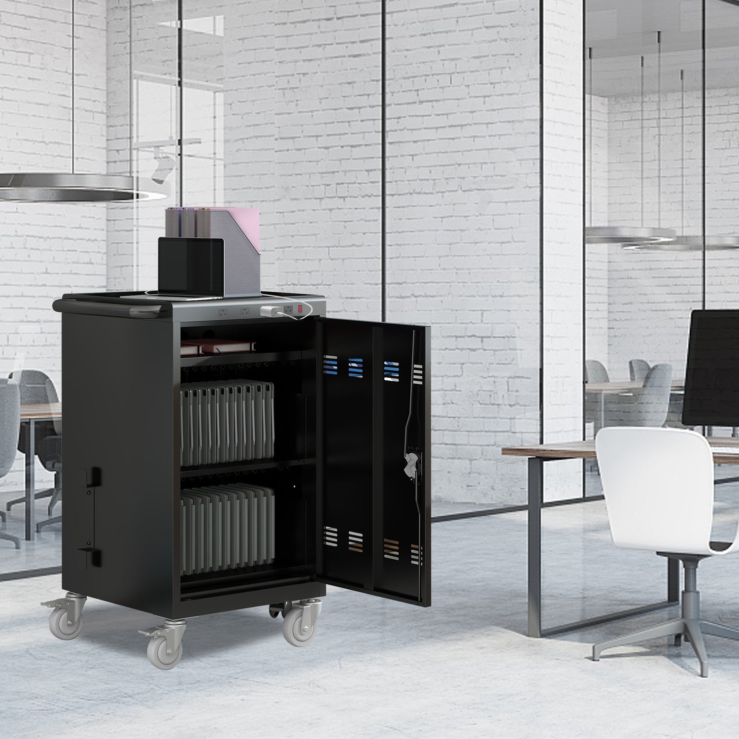 Segmart 32 Device Laptop Mobile Charging Cart for iPads, Tablets Lapto ...