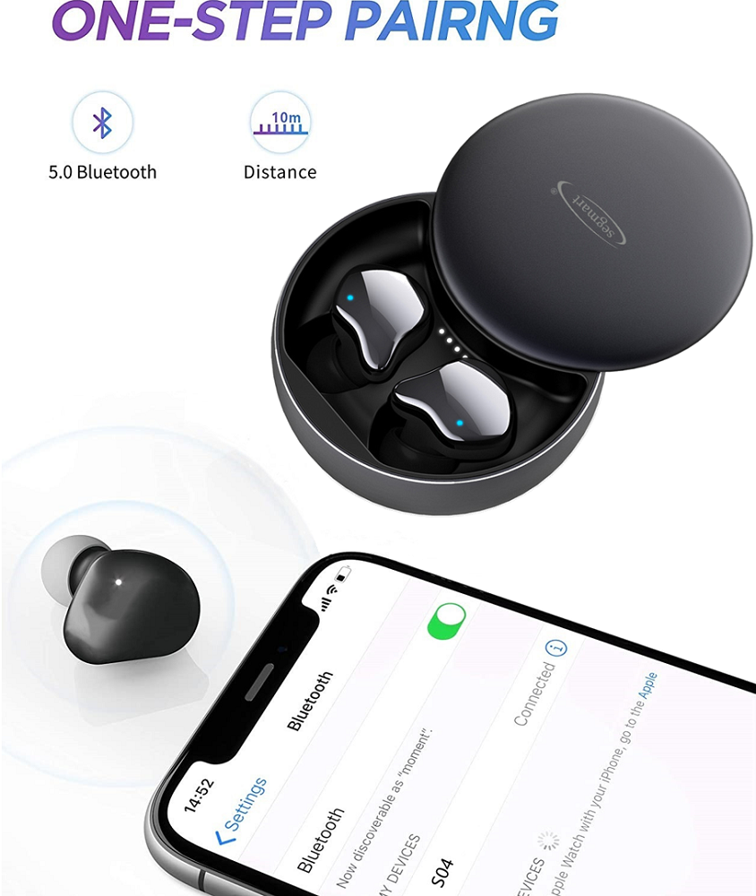 SEGMART Wireless Bluetooth Earbuds, Wireless Earphones with Microphone